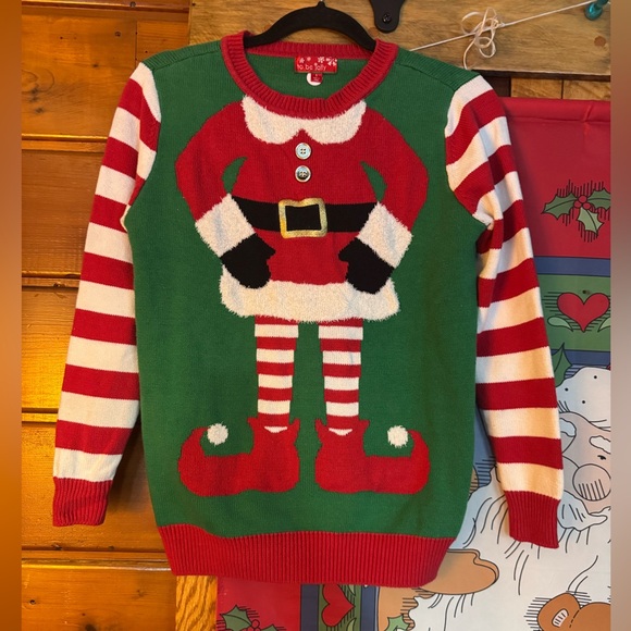 Tipsy Elves | Sweaters | Tipsy Elves Santa Elf Crewneck Sweater Red ...
